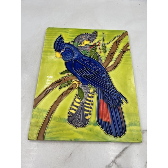 Source Unknown | Art | Ceramic Wall Art Tile Plaque Parrot Cockatoo ...
